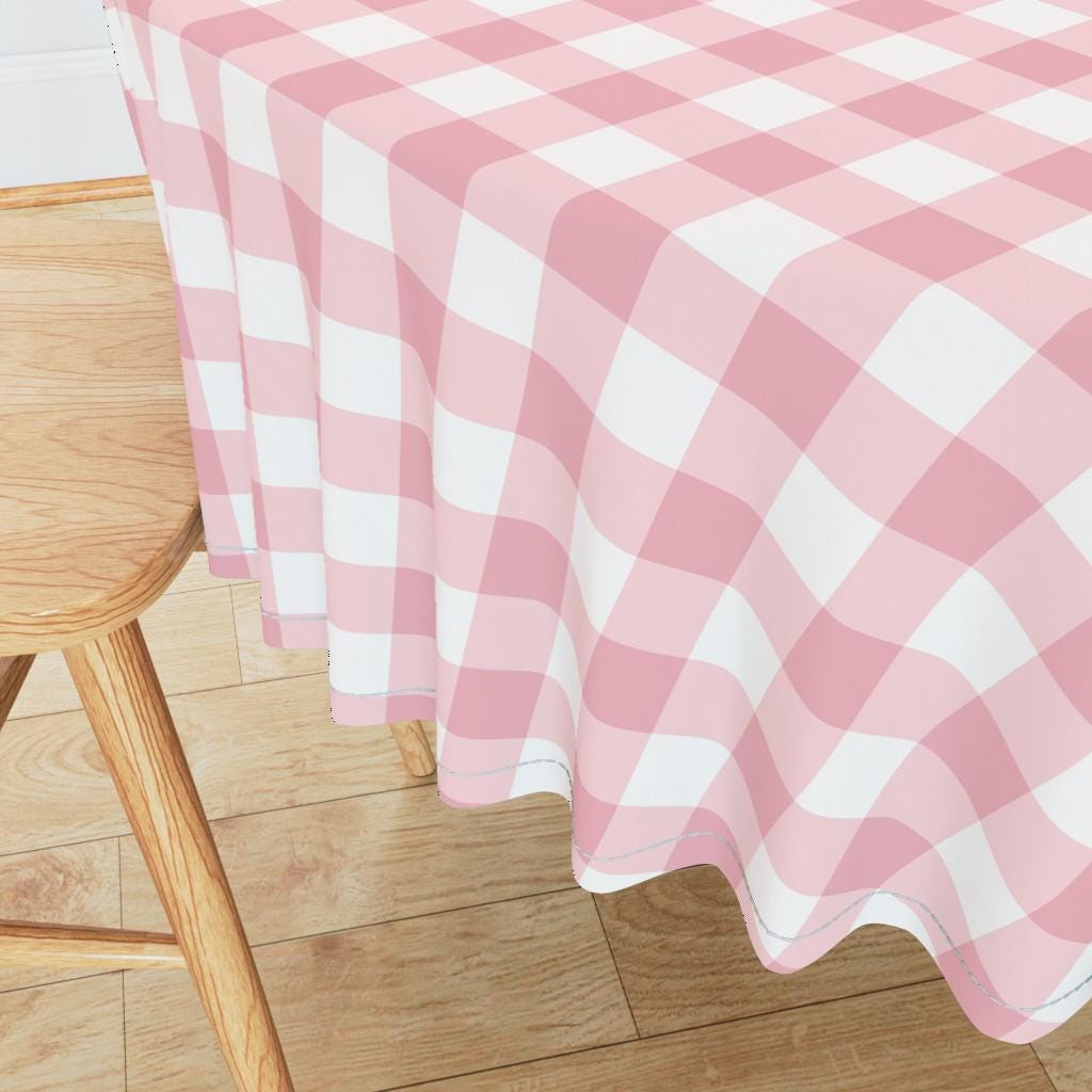 Pink Tablecloth - Pretty Pink Gingham by Unasomerville - Retro Gingham ...
