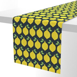 Bright Yellow Lemon Table Runner Retro Lemons in A Row by Sandra_hutter_designs Citrus Cotton ...