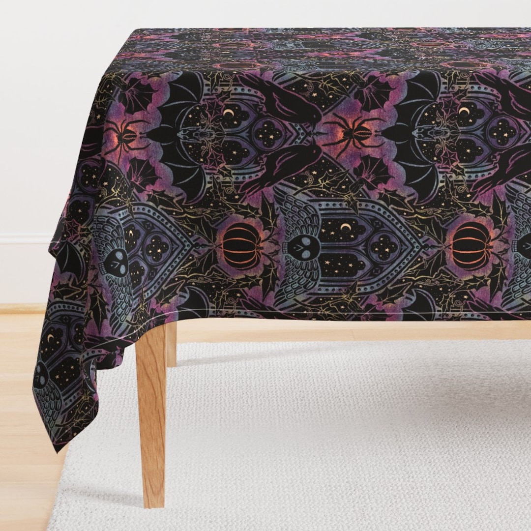 Raven Tablecloth Dark Gothic Large Scale by Byre_wilde Damask Spooky ...