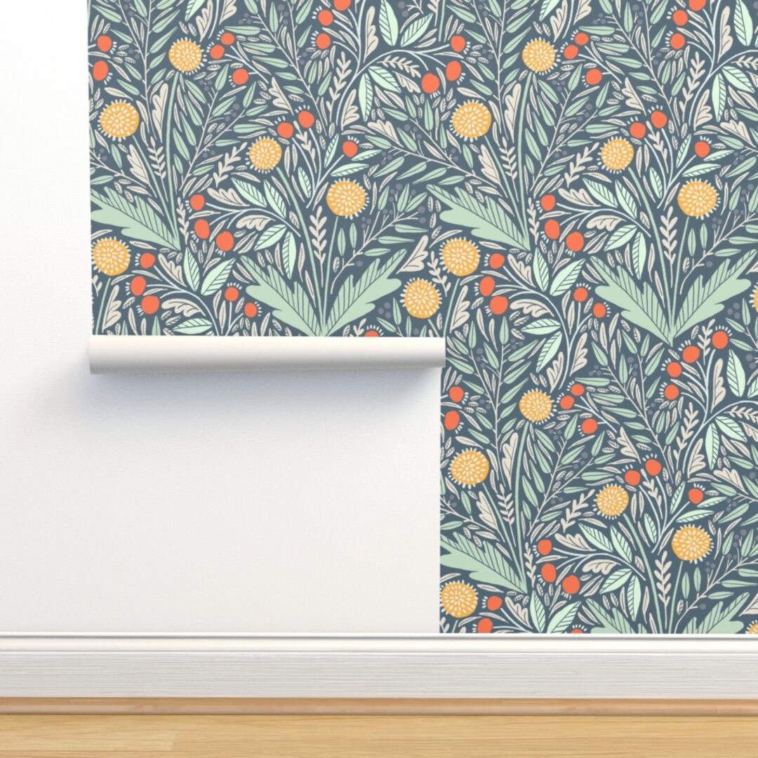 Modern Botanical Non-pasted Wallpaper Astrid by Amy_maccready ...