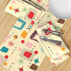 Retro Mod Table Runner 1950s Atomic Pattern by Bruxamagica - Etsy