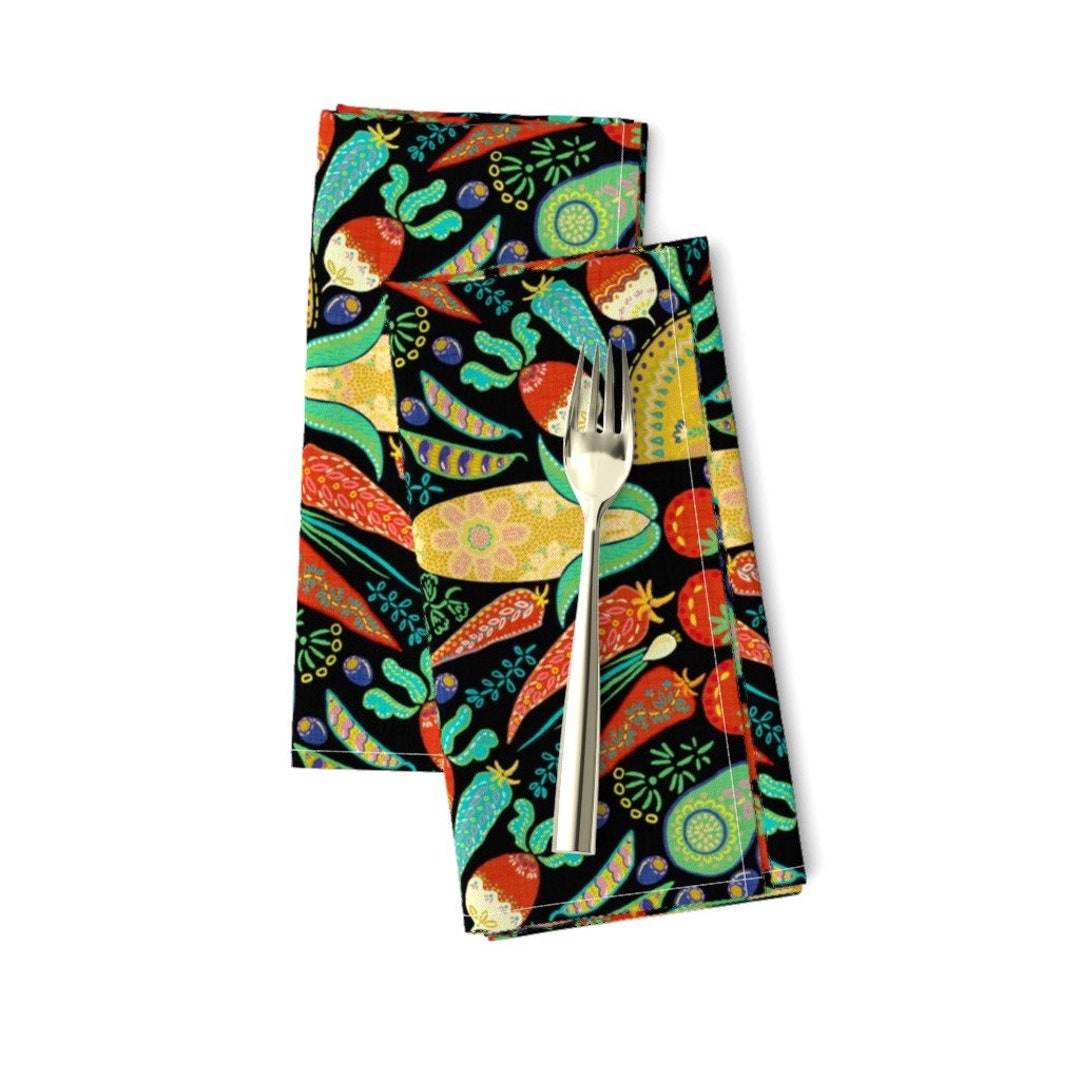 Tacos Dinner Napkins set of 2 Mexican Taco Fiesta black by ...