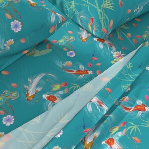 Koi Fish Sheets Japanese Water Garden Teal by Designed_by_debby ...