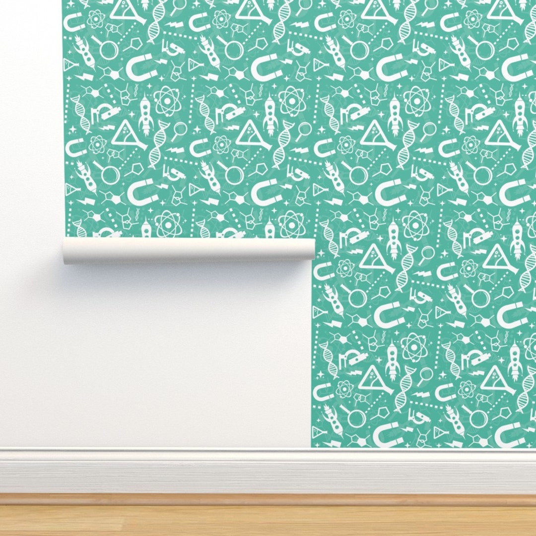 White Commercial Grade Wallpaper Science Symbols by Theimagemart Blue ...