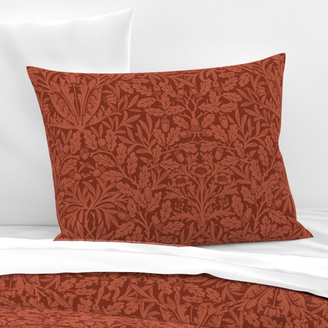 Vintage Damask Bedding - Acorn Persimmon by Salvagescapes - Rust Art ...