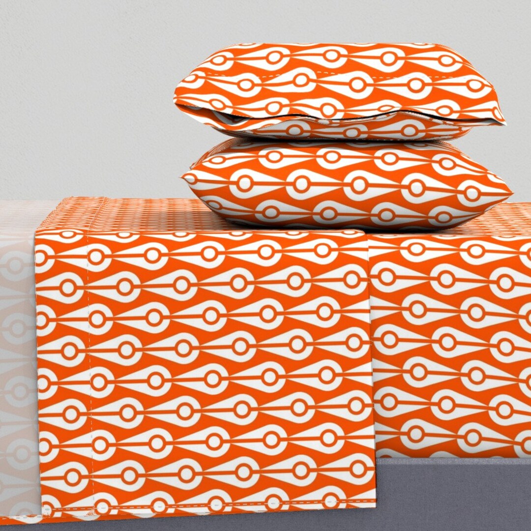 Bold Sheets Bombazeen Orange by Beth_vardo White Bright Orange Circles ...