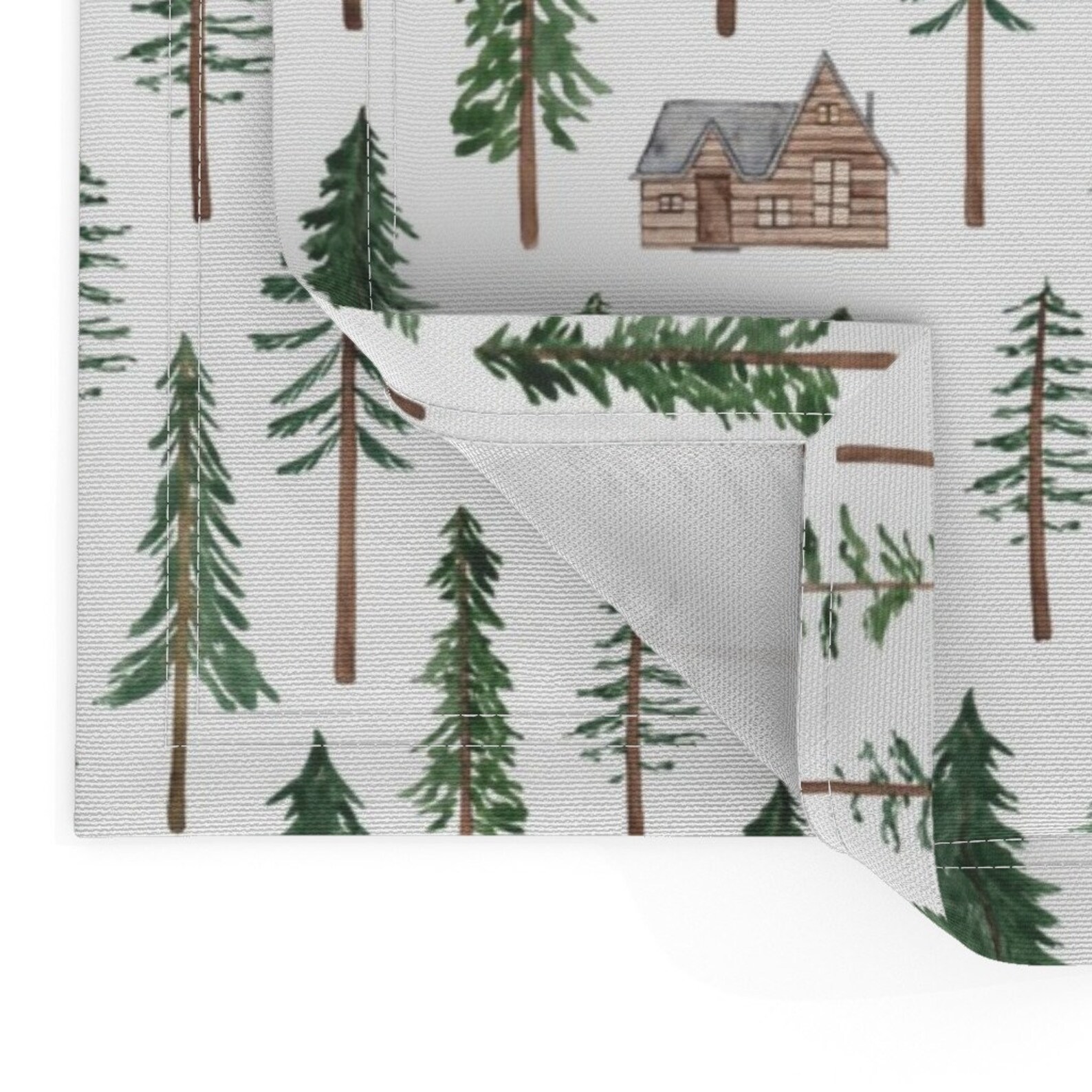 Christmas Placemats set of 2 Wintry Log Cabins by - Etsy