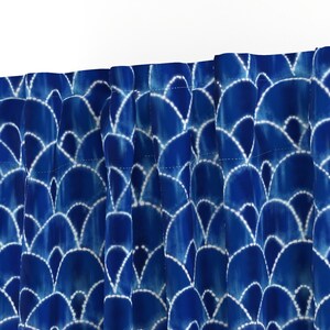 Indigo Scallops Curtain Panel - Scalloped Shibori by J9design - Cobalt ...