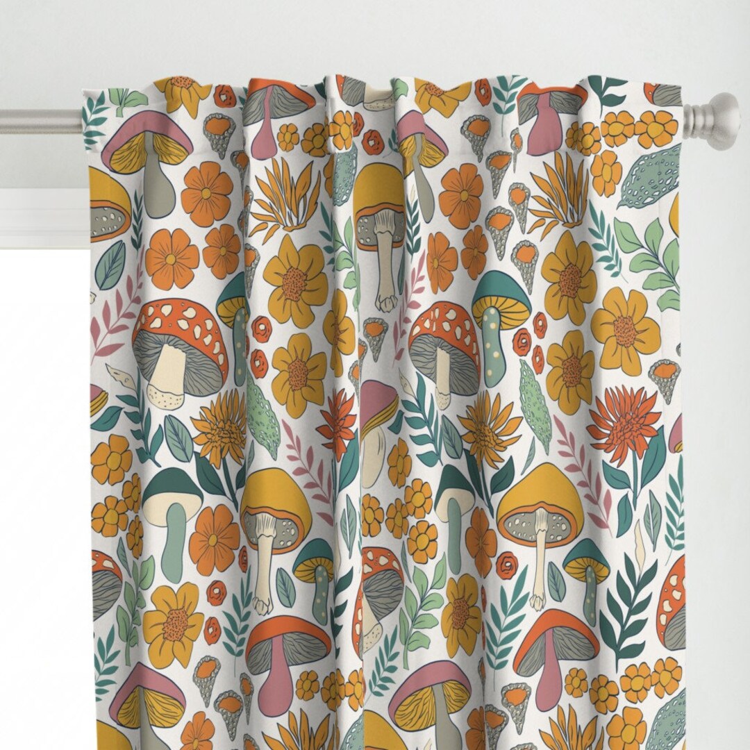 Woodland Mushrooms Curtain Panel Mushroom Magic by Noraostudio ...