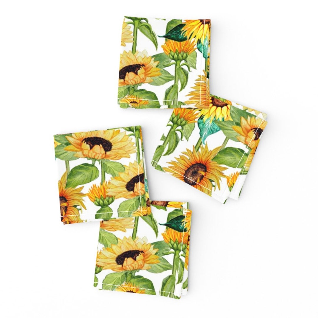 Bright Sunflower Cocktail Napkins set of 4 Sunflower by ...