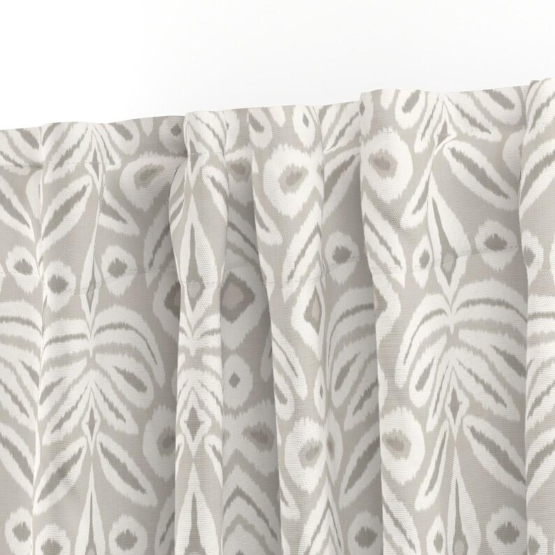 Neutral Ikat Curtain Panel - Tropical Coastal Traditional Greige Gray ...