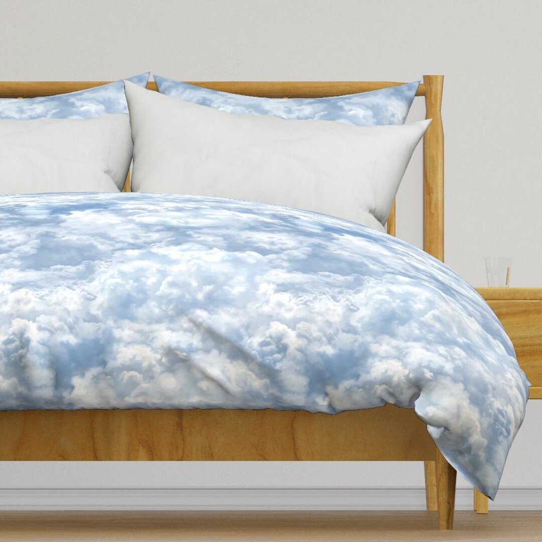 Boho Cloudy Sky Bedding - White Clouds by Lbaron - Light Blue Fluffy ...