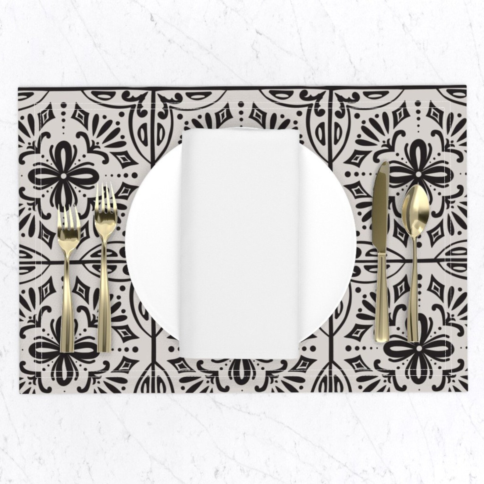 Traditional Tile Placemats set of 2 Sevilla Taupe & Black - Etsy