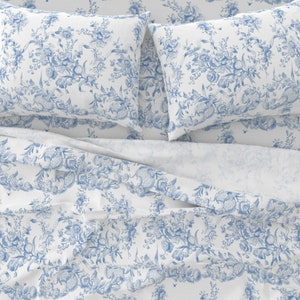 Blue Sheets Blueberry Toile by Lilyoake Toile Fruit Roses Bee Blueberry ...