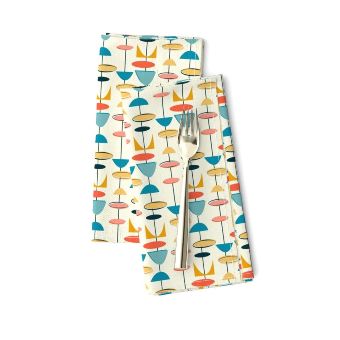 Atomic Dinner Napkins Set of 2 - Abstract Shapes Mid-century Geometric ...