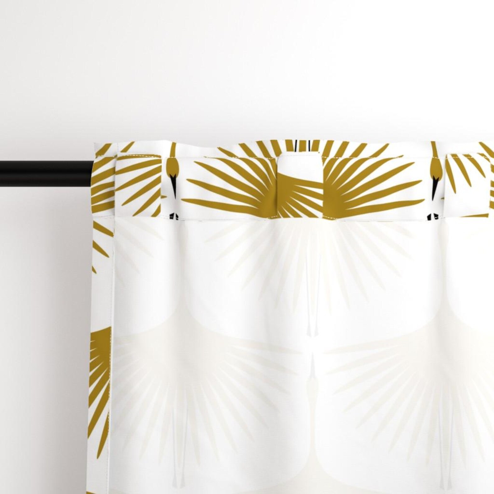 Mustard Gold Crane Curtain Panel - Art Deco Vintage Gold Art Deco Swan ...
