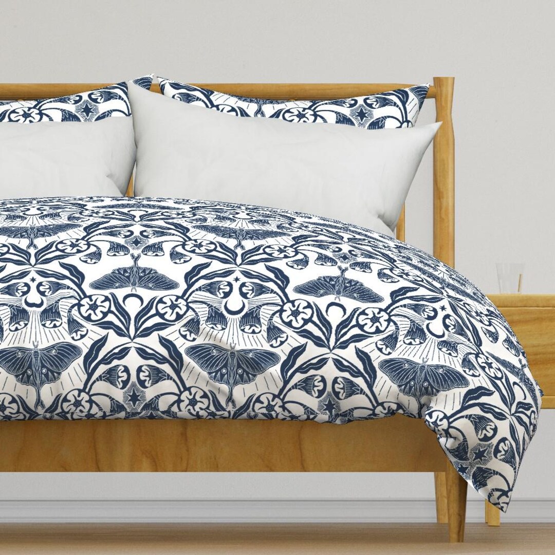 Boho Bedding - Luna Moth and Moonflowers by Sewzinski - Botanical Moth ...