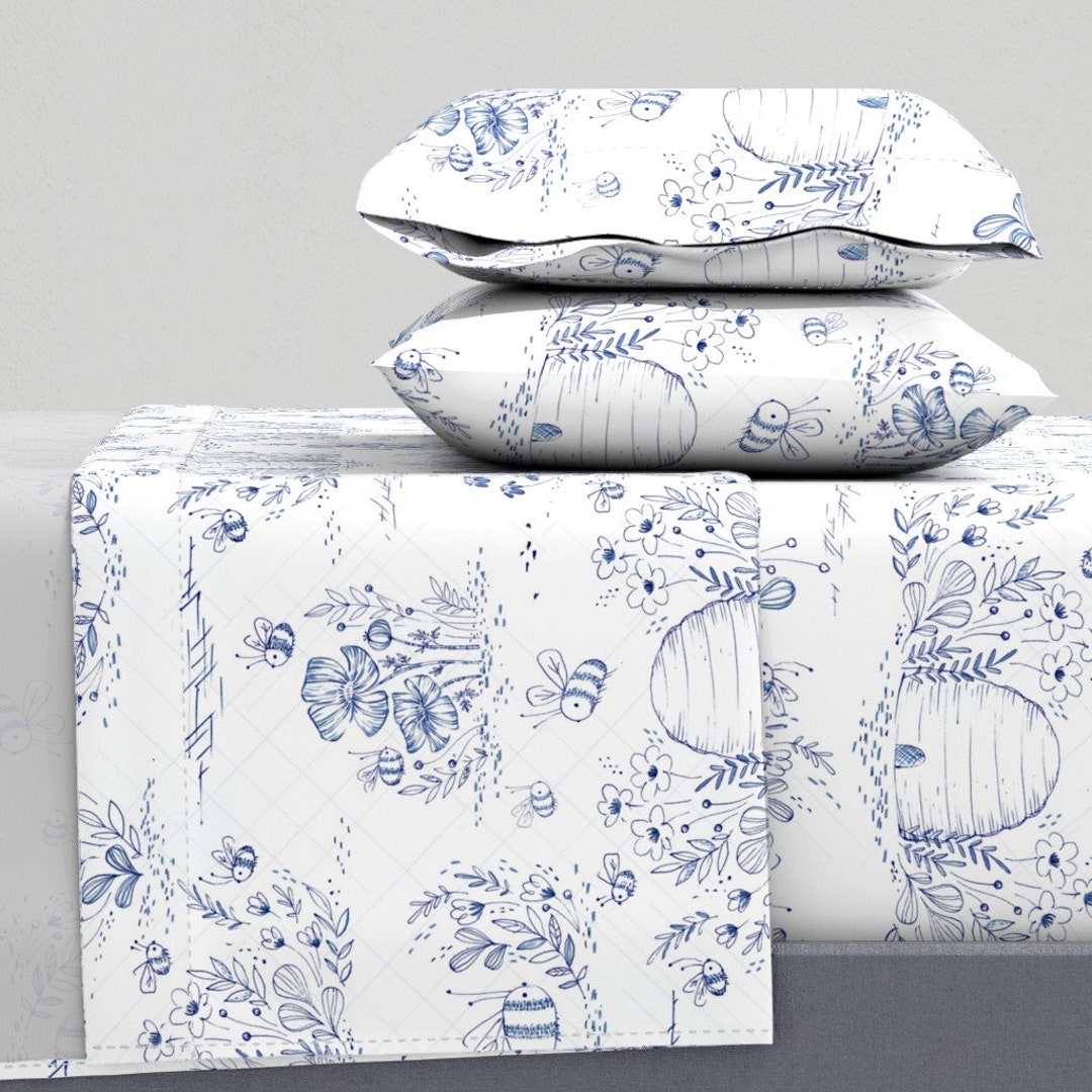 Flower Sheets Bee Life Toile by Lucindawei Bee Toile Pen and Ink ...