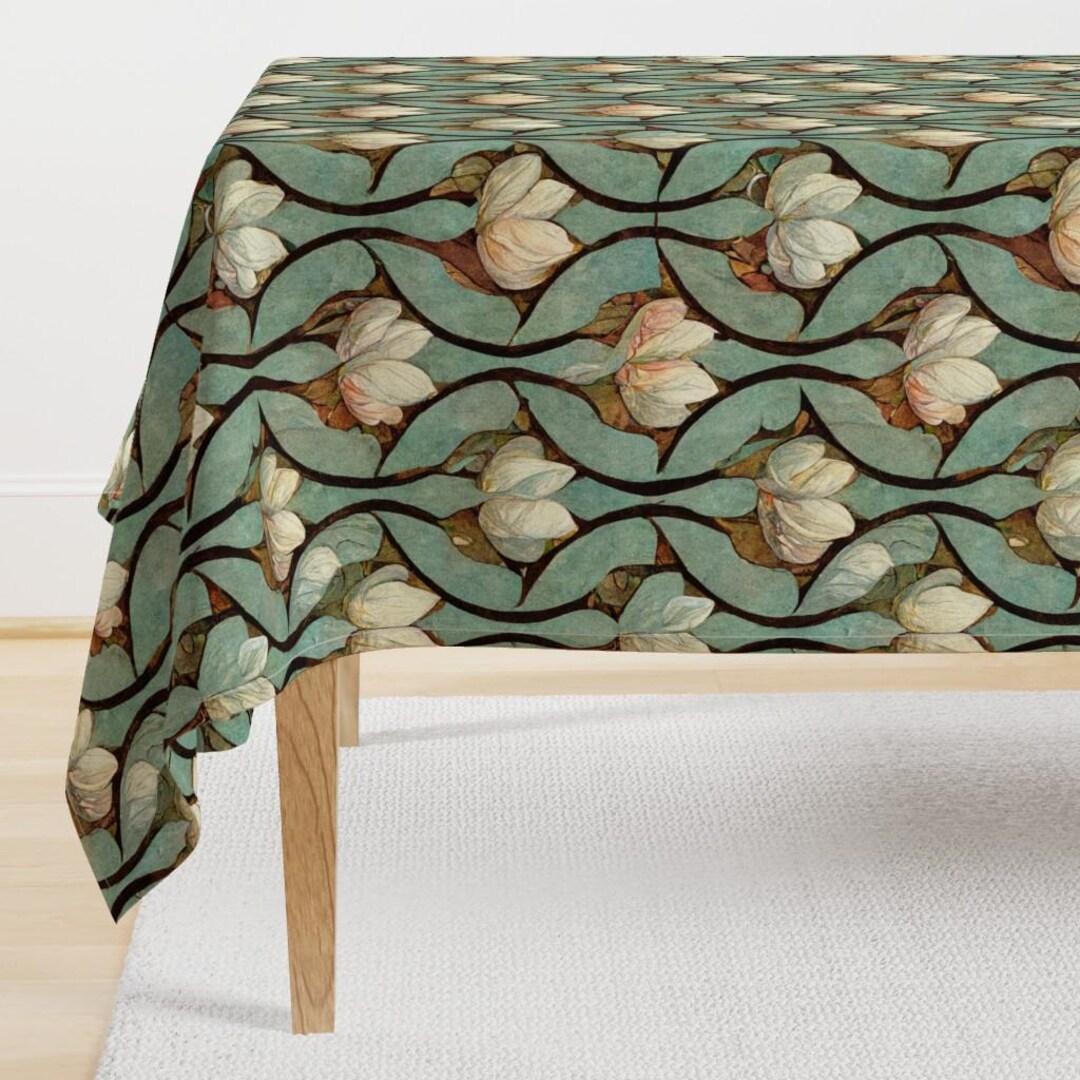 Art Nouveau Lotus Tablecloth - Art Nouveau Botanical by Nickleen - Art ...