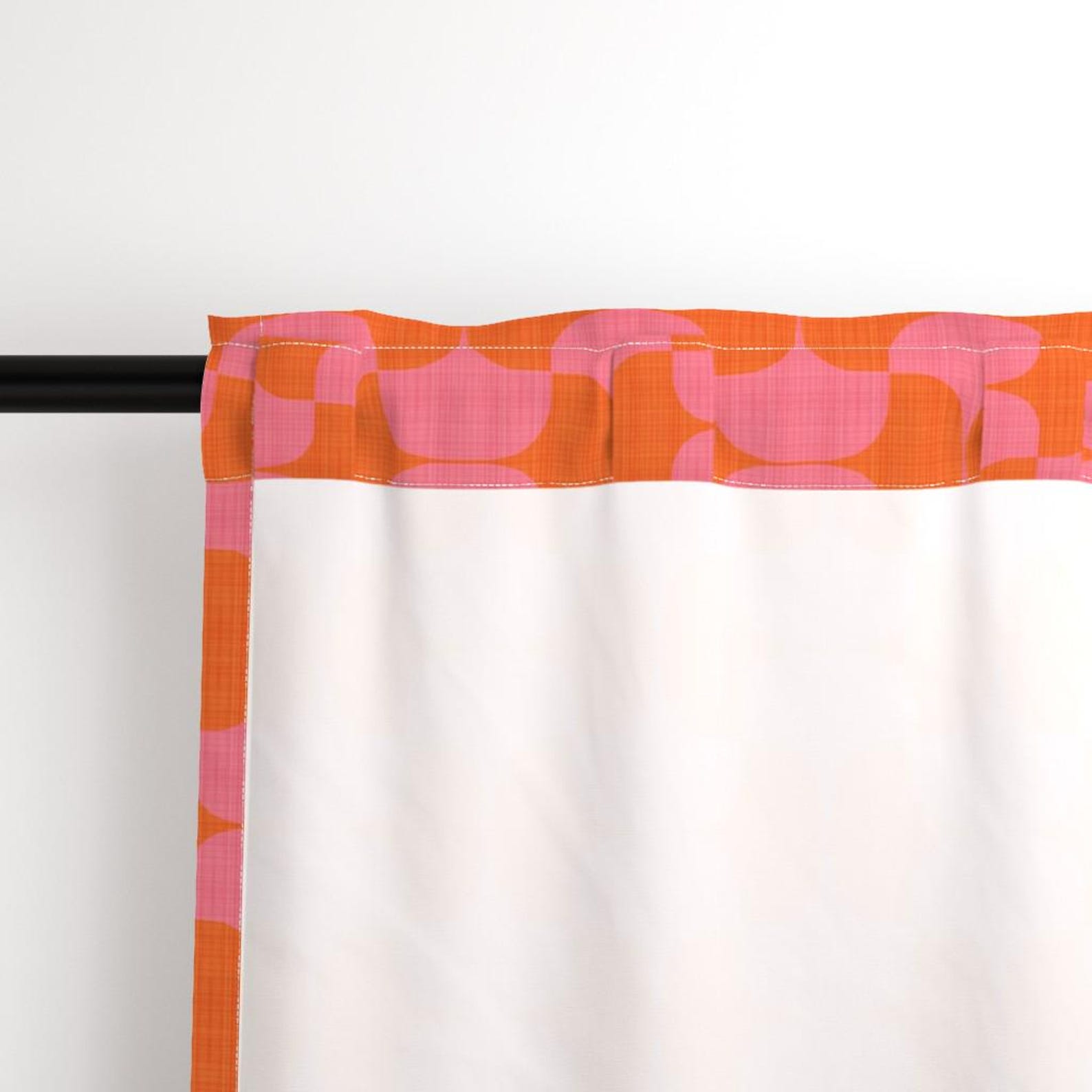 Orange Coral Curtain Panel - Bold Minimal Tessellate Mod Tangerine Red ...
