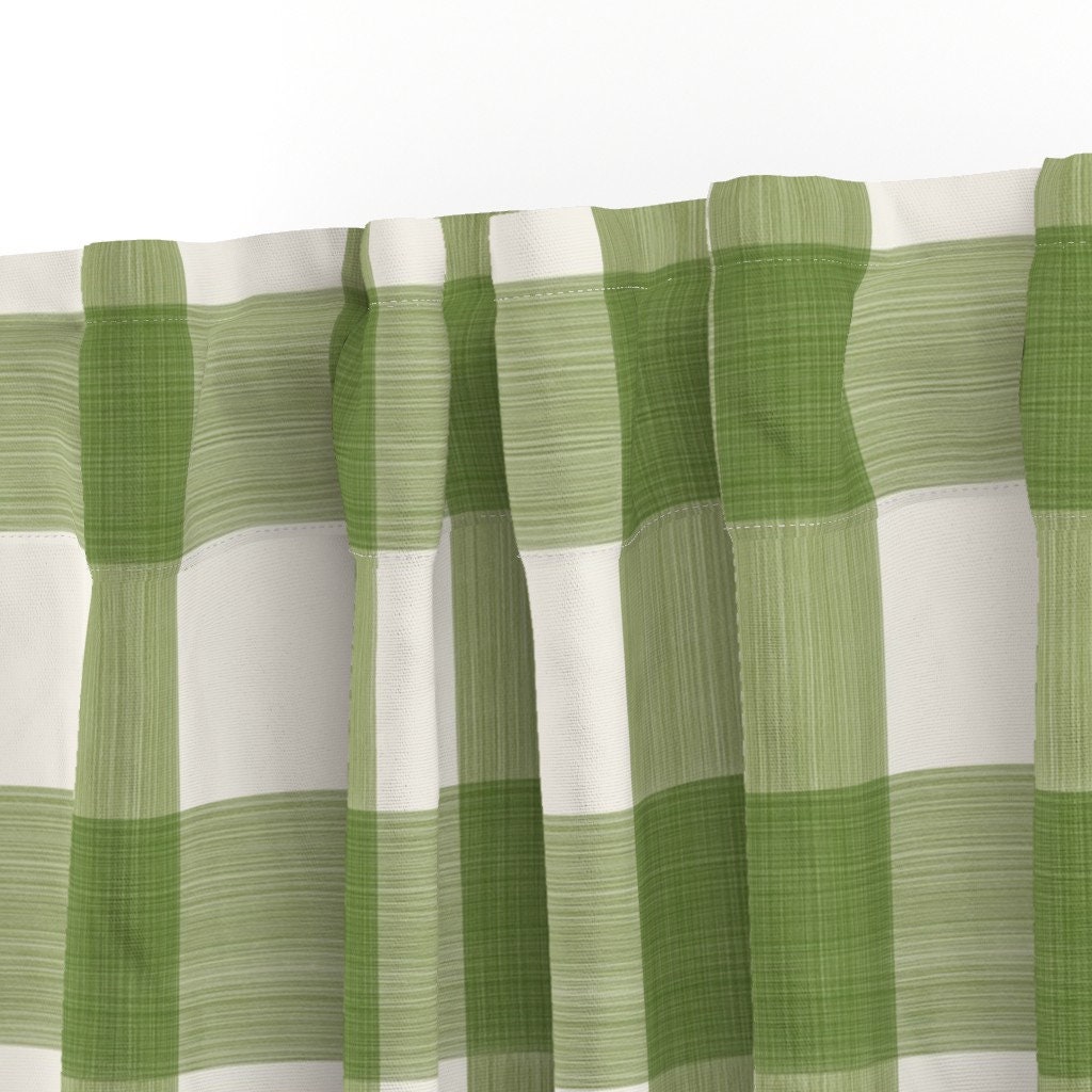 Check Curtain Panel - Stripe Green Plaid Country Gingham Paint Custom ...
