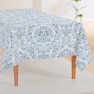 Grandmillennial Tablecloth Victorian Blue Damask by Creativeinchi ...