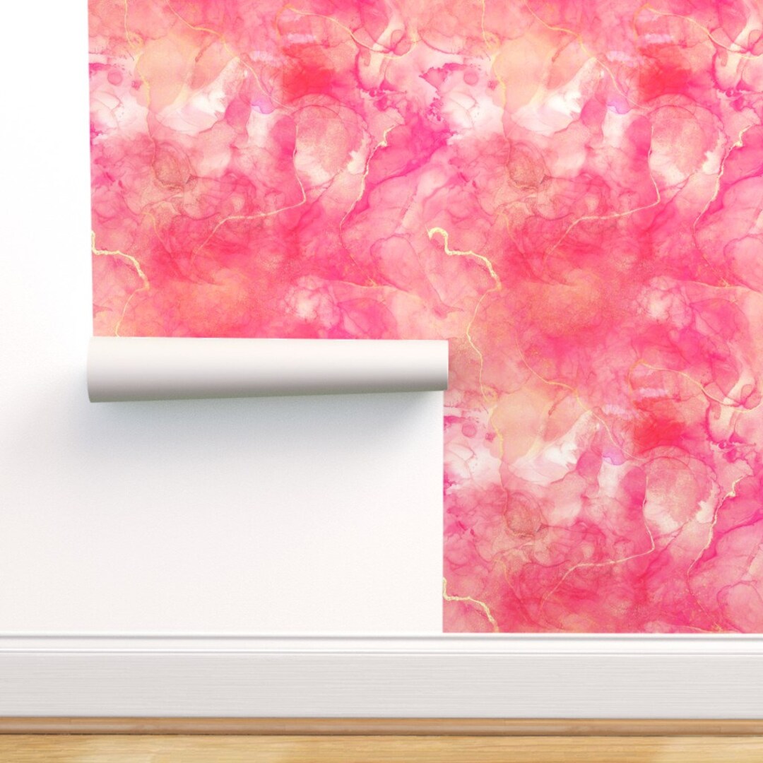 Coral Pink Commercial Grade Wallpaper Inky Rose Gold by - Etsy Australia