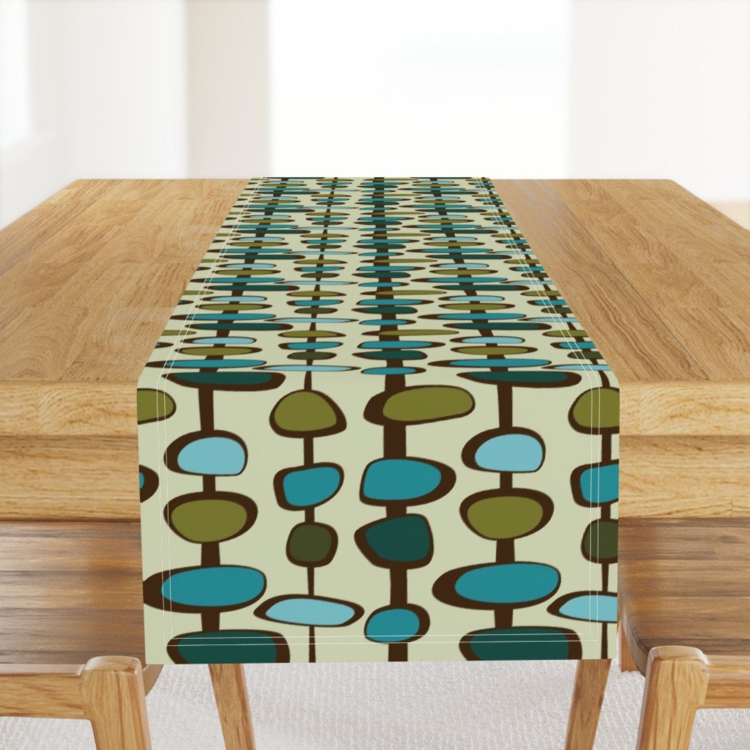 Mid Century Modern Table Runner - Vintage Retro Geometric 1950s Cotton ...