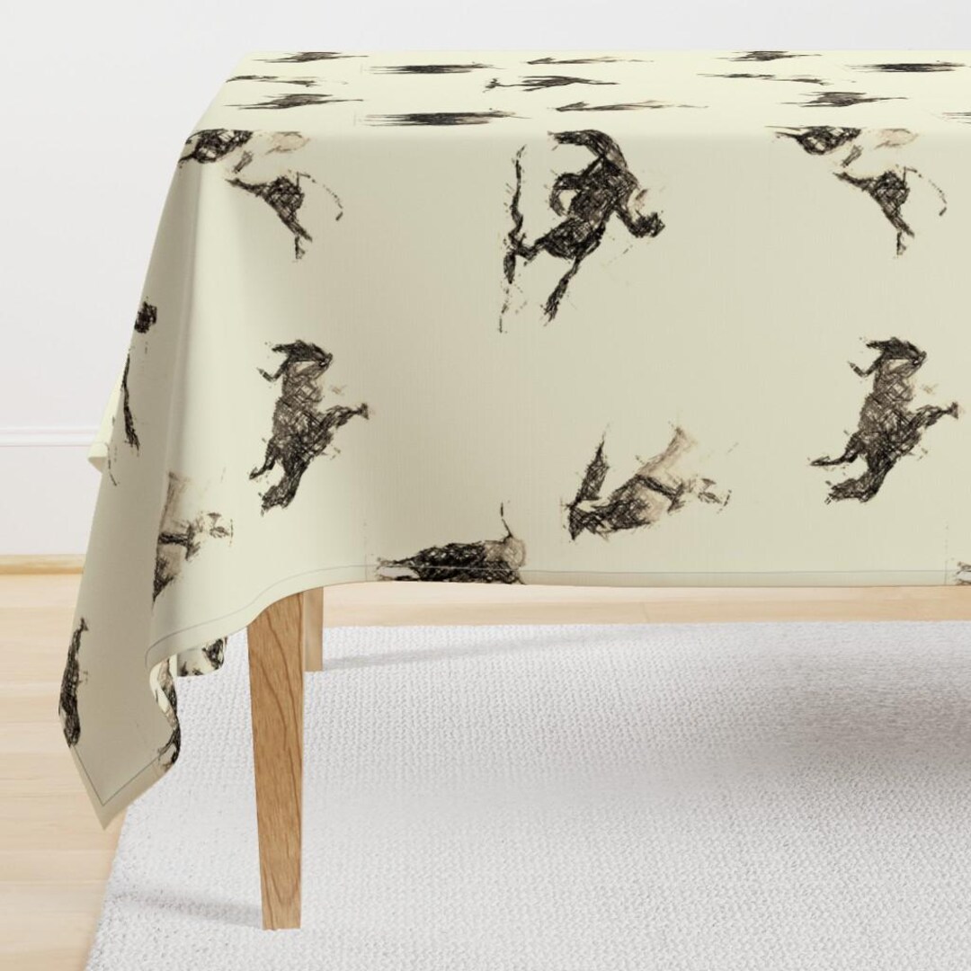 Rodeo Tablecloth - Ride'm Cowboy Toile by Redmares - Sepia Toned Old ...