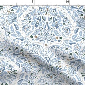 Grandmillennial Curtain Panel - Victorian Blue Damask by Creativeinchi ...