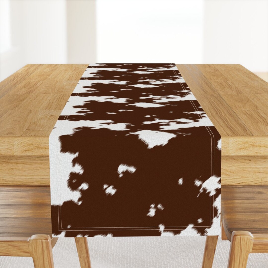 Faux Hide Table Runner - Rodeo Cowboy Country Western Cowhide Cotton ...