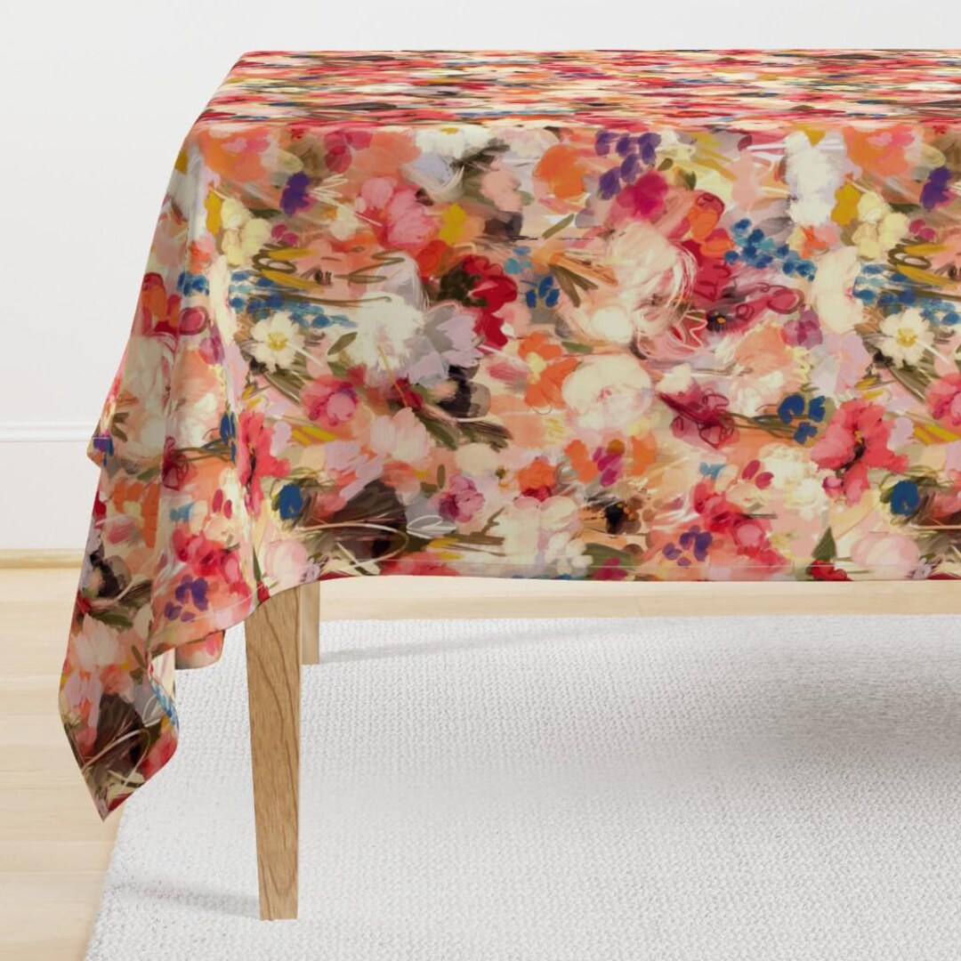 Wildflower Abstract Tablecloth Painterly Abstract Floral by ...