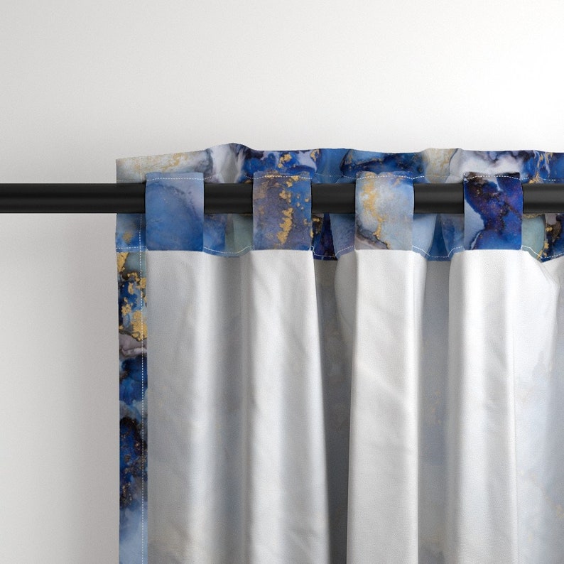 Watercolor Curtain Panel - Abstract Marble Blue Purple Ink Gradient ...