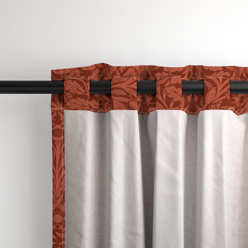 Vintage Damask Curtain Panel - Rust Art Nouveau Acorn Willow William ...