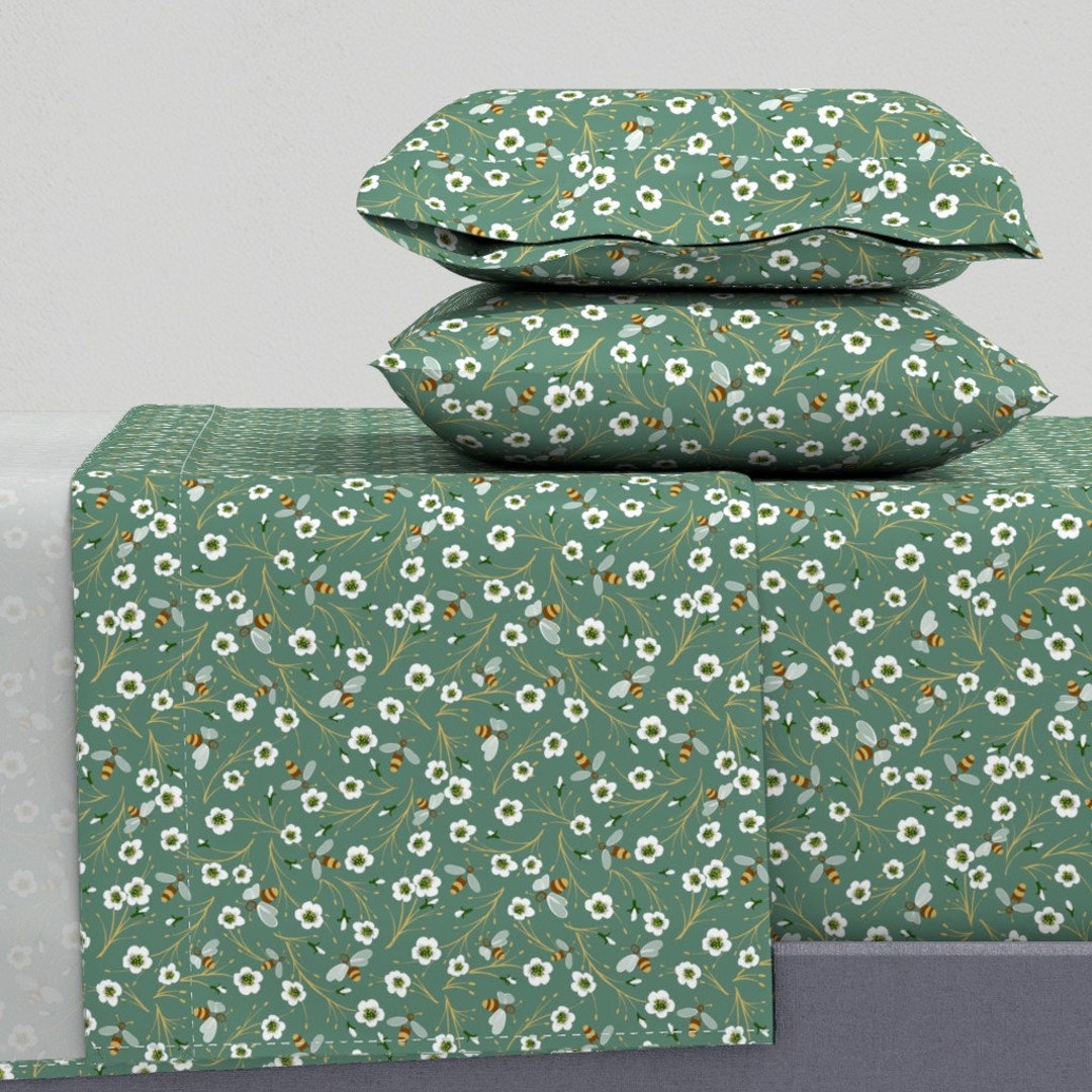 Bees and Flowers Sheets Bee Sweet by Southwind Honeybees - Etsy