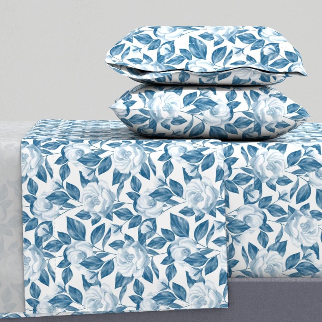 Romantic Blue Rose Sheets - Blue Roses by Gribanessa - Cottagecore ...