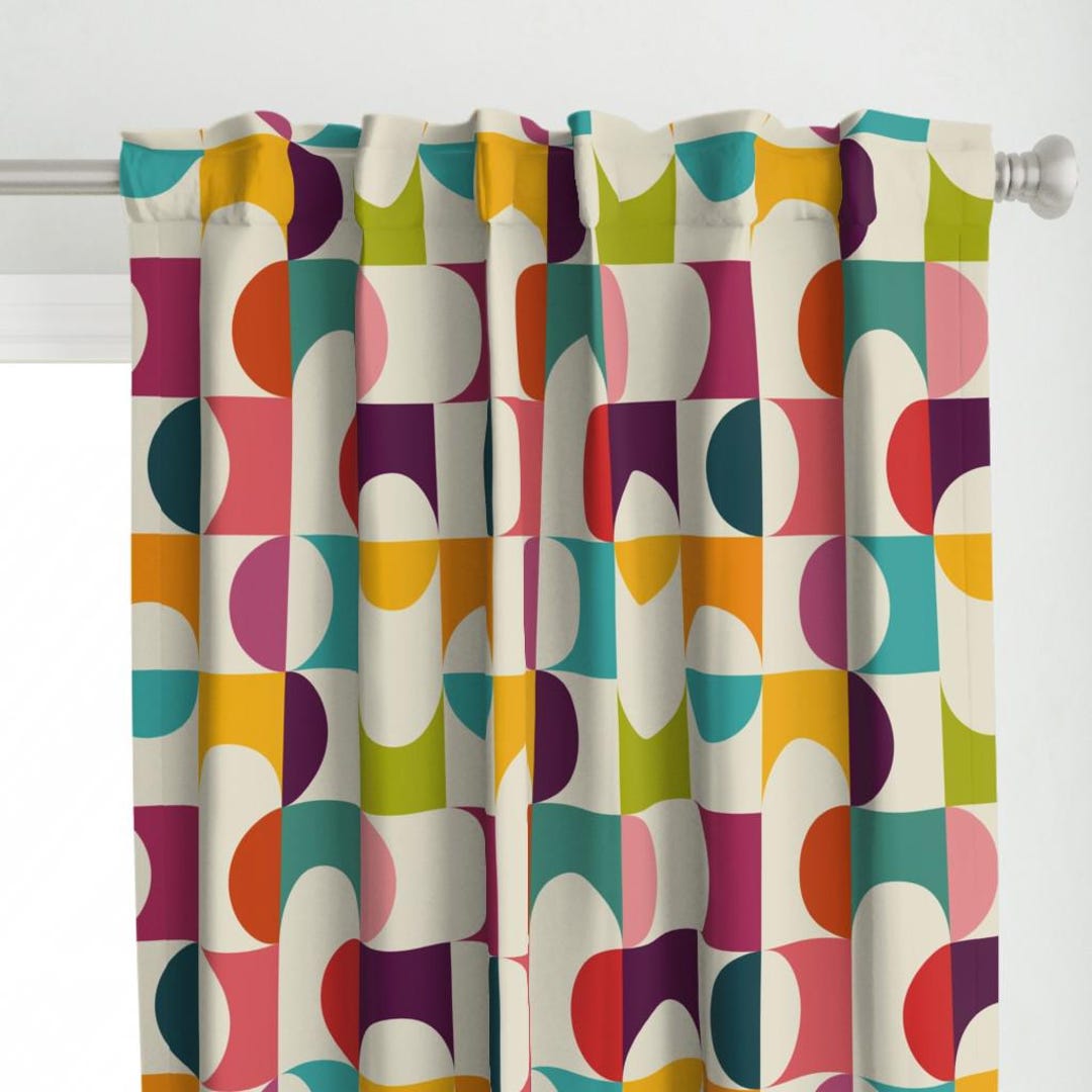 Abstract Geometric Curtain Panel - Palm Springs Modern Geo by Delfuneum ...