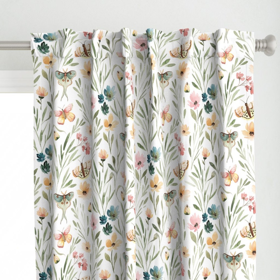 Spring Garden Curtain Panel Bugs and Blooms White by Sara_swanson ...