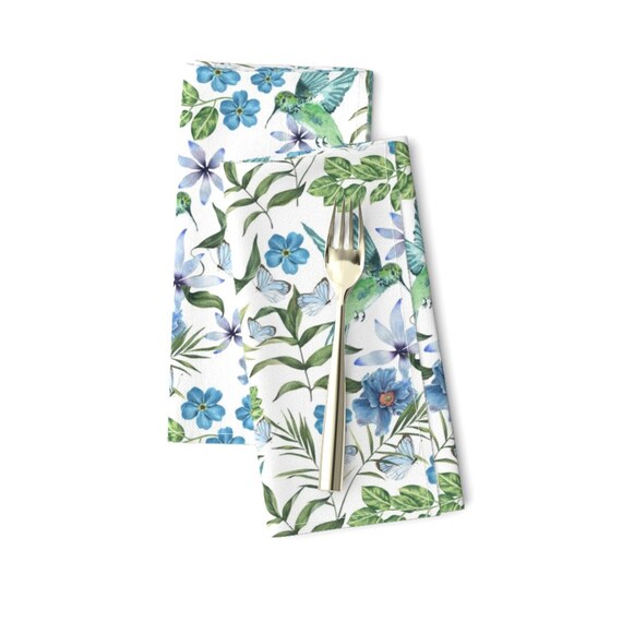 Hummingbird Floral Dinner Napkins set of 2 Hummingbird by - Etsy