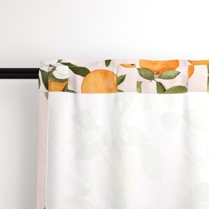 Watercolor Citrus Curtain Panel Large Orange Blossoms by - Etsy