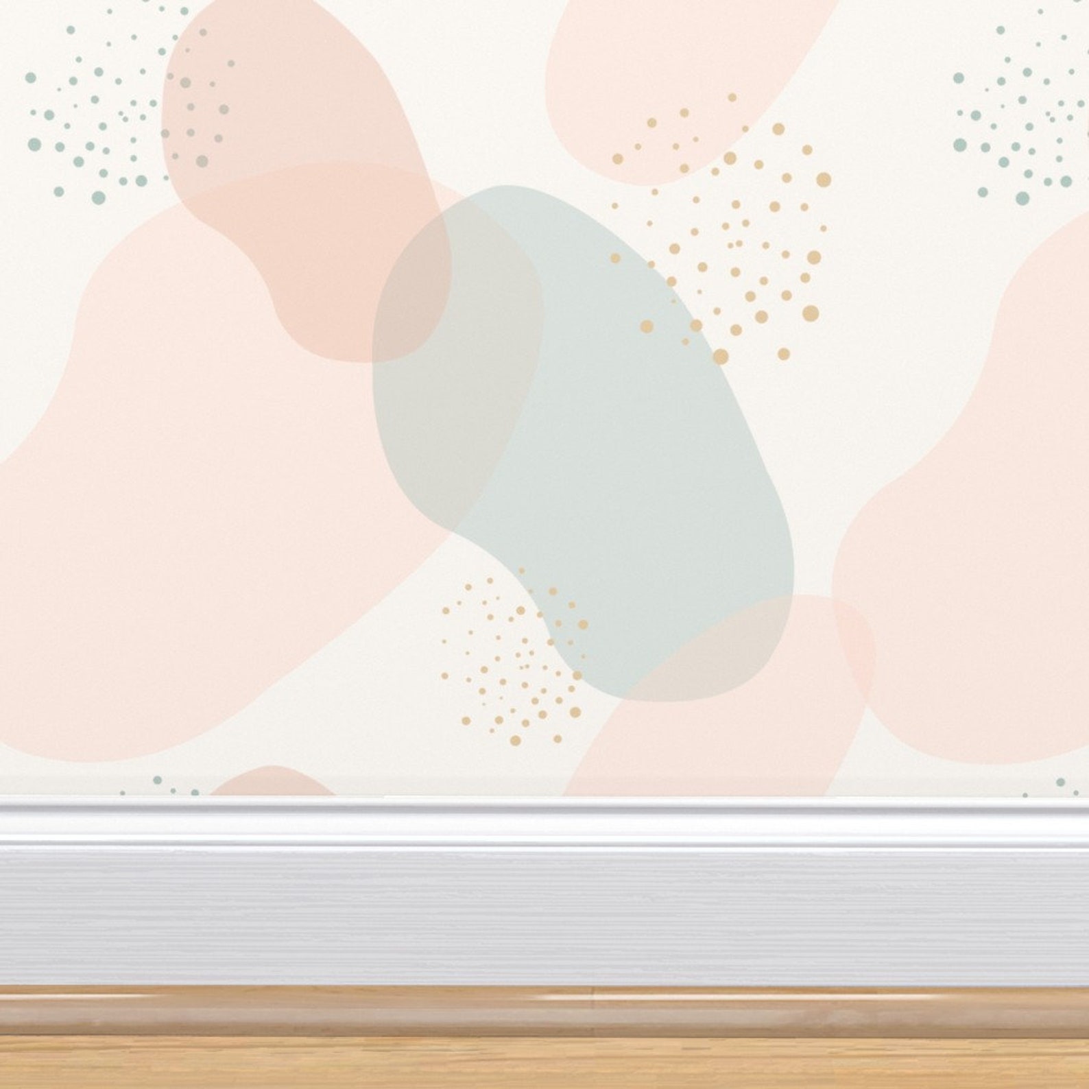 Soft Pastels Non-pasted Wallpaper Pink Blue Gold Baby Nursery Large ...