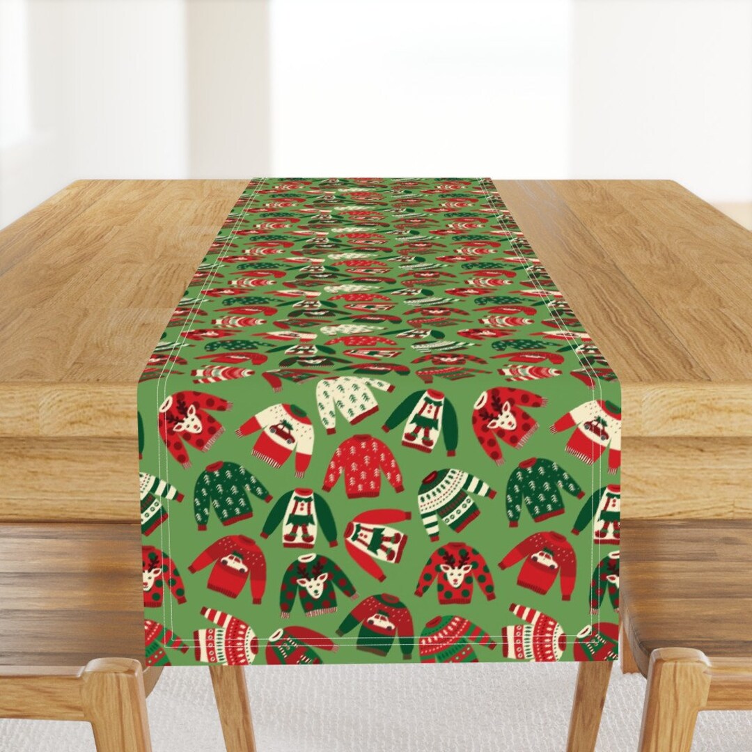 Christmas Table Runner - Ugly Christmas Sweaters by Sandra_hutter ...
