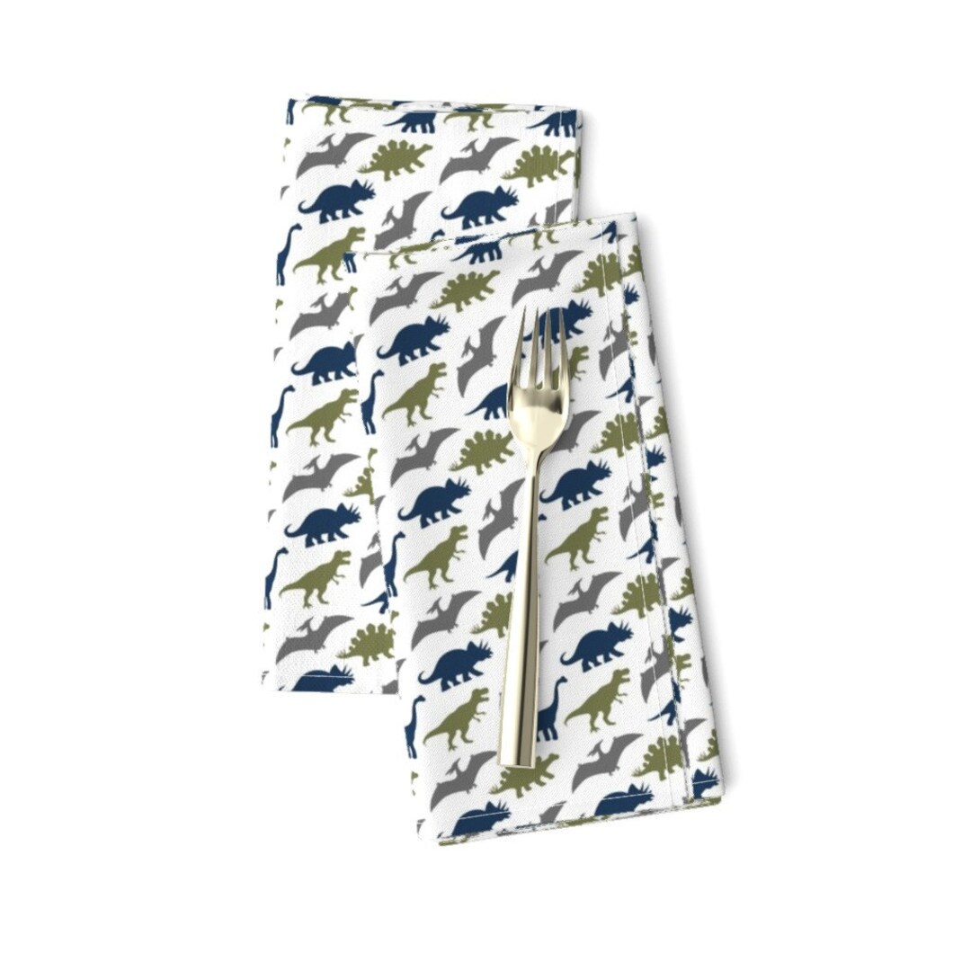 Green Dinosaurs Dinner Napkins set of 2 Dino Pattern by - Etsy