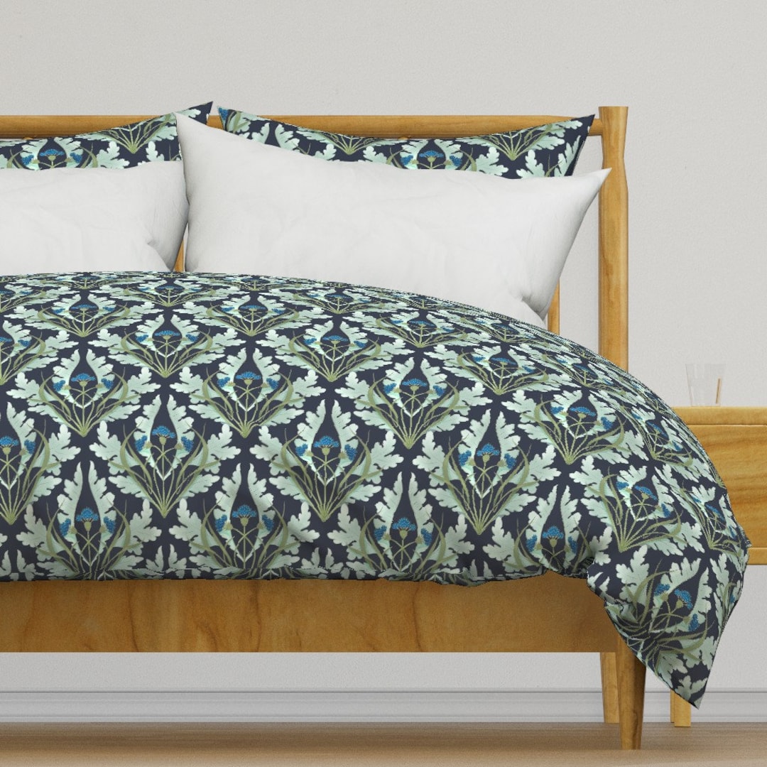 Art Nouveau Bedding Nouveau Cornflower Damask by Taranealart Cornflower ...