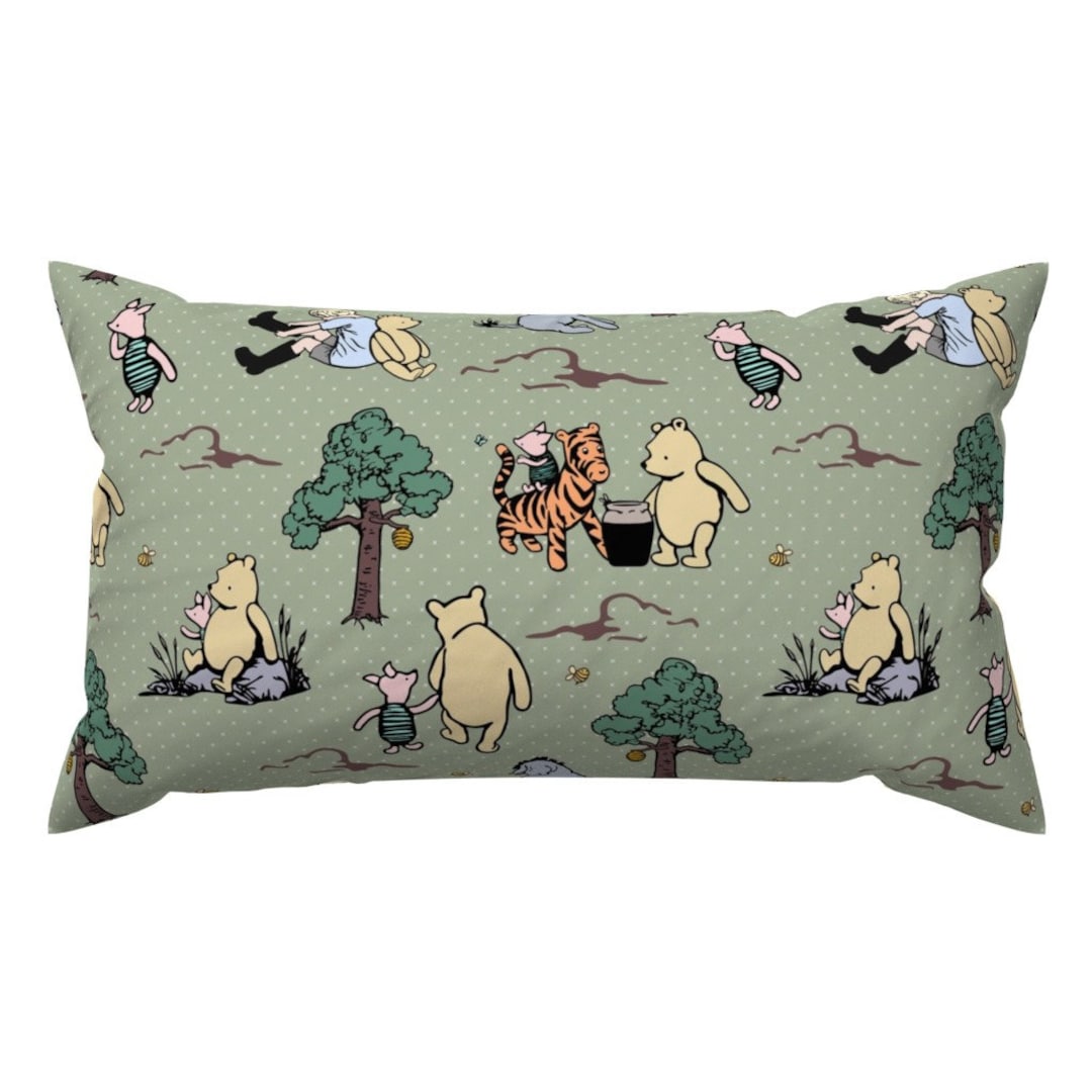 Winnie the Pooh Lumbar Pillow - Sage Green Storybook Character ...