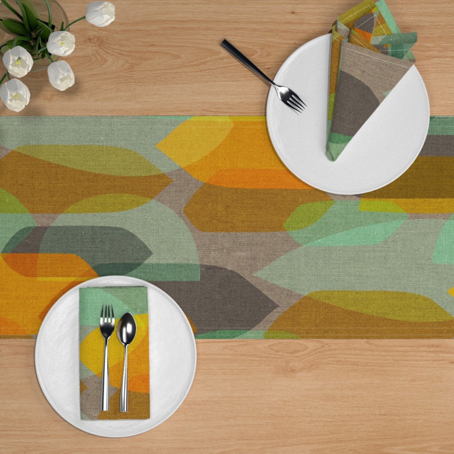 Mid Century Modern Table Runner Mid Century Colour Blocks by - Etsy