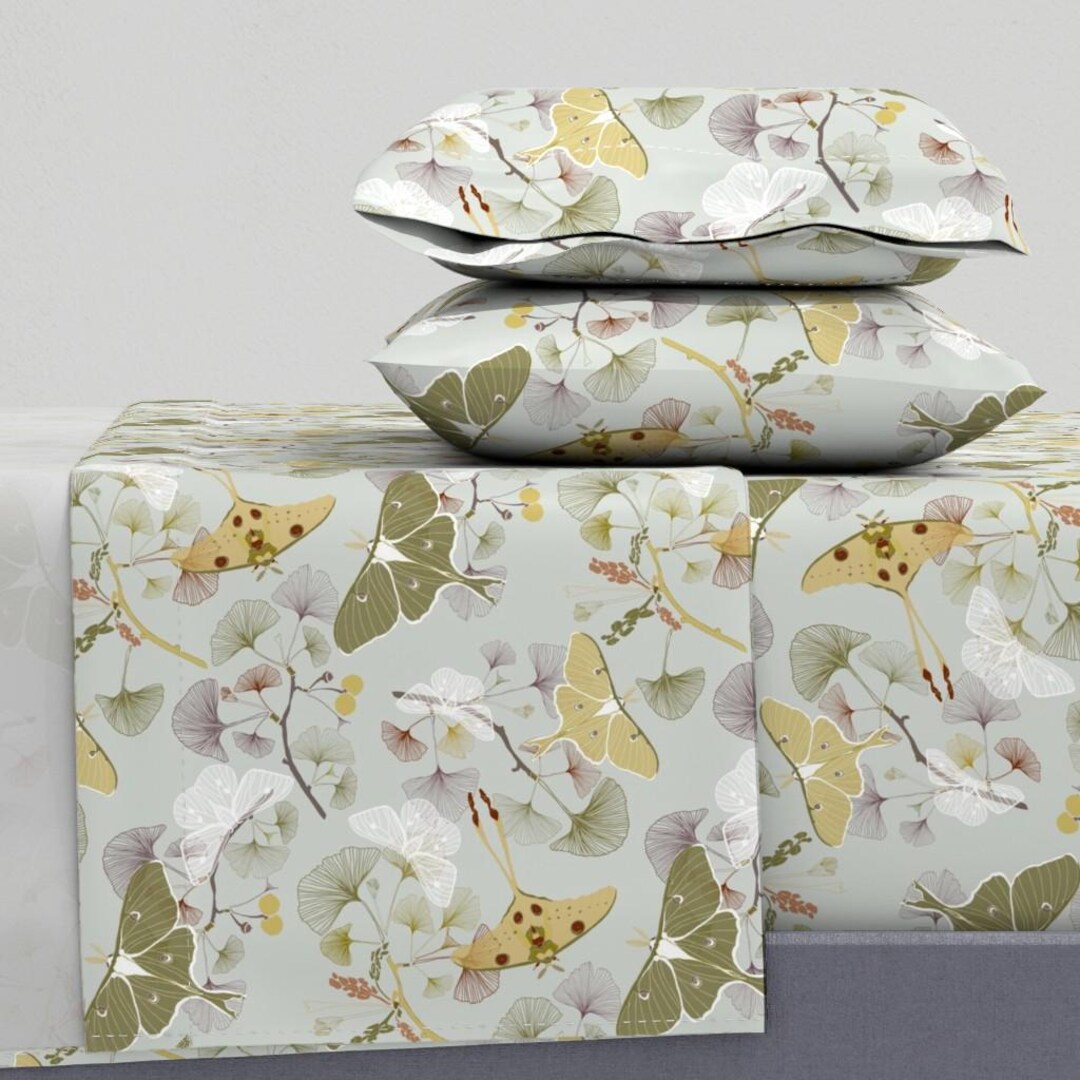 Earth Tone Butterfly Sheets - Luna Moth by Jaanahalme - Luna Moth ...