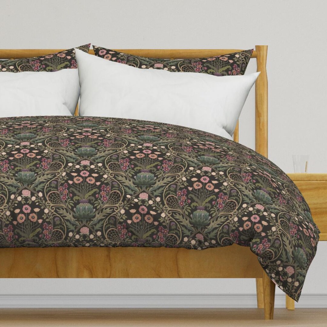 Dark Moody Floral Bedding - Art Nouveau Poppy by Misentangledvision ...
