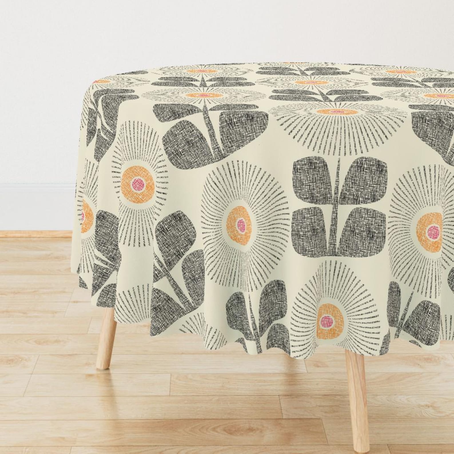 Mid Century Modern Tablecloth - Sunflowers by Maeparadise - Retro ...
