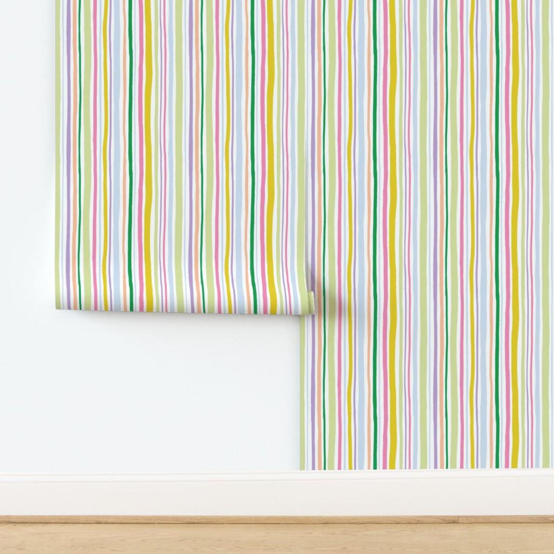 Beach Non-pasted Wallpaper Preppy Multi Color Bright - Chunky Stripe by ...